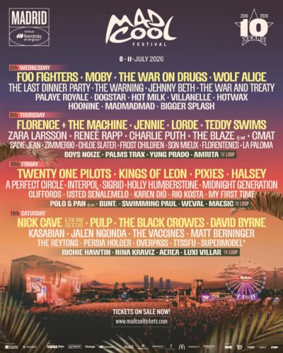 Cartel Mad Cool 2026: el festival celebra su 10º aniversario - Ruta Rock